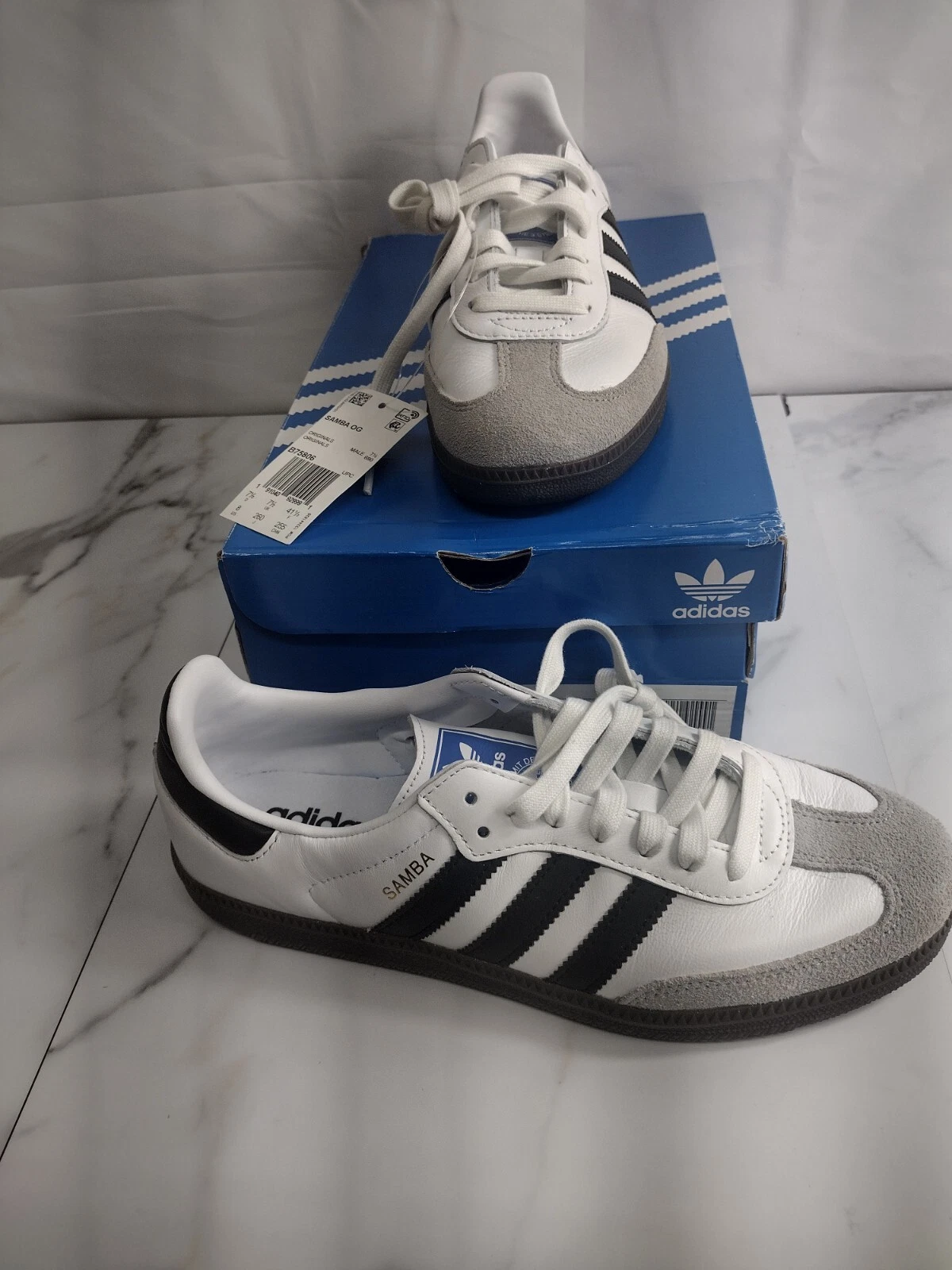 Brand New Adi-das Samba OG Cloud White Core Black Clear Granite B75806 ...