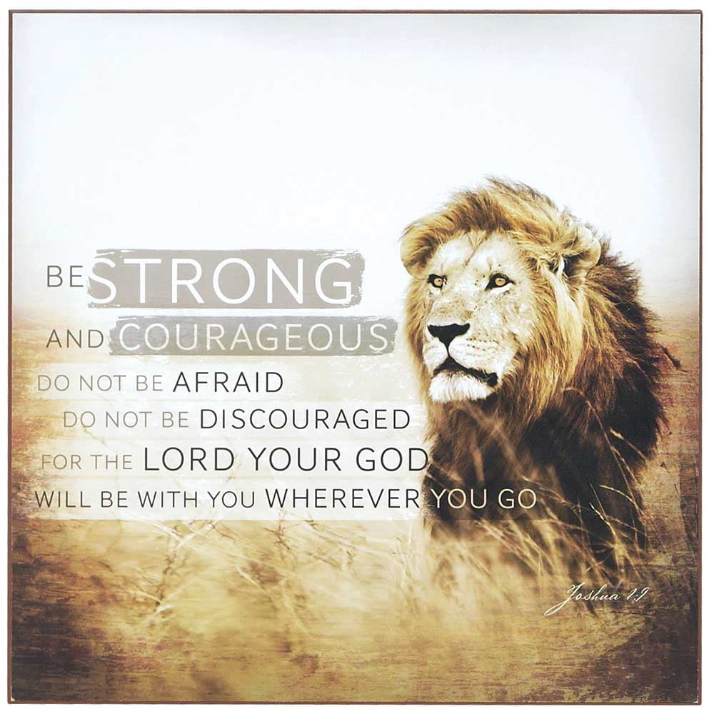 Dicksons Be Strong and Courageous Lion 12 x 12 Wood Wall Art Sign ...