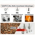 584pcs M4/M5/M6 Heavy Duty Flat Hex Head Screws Bolts and Nuts Kit, Metric 304 Stainless Steel ...