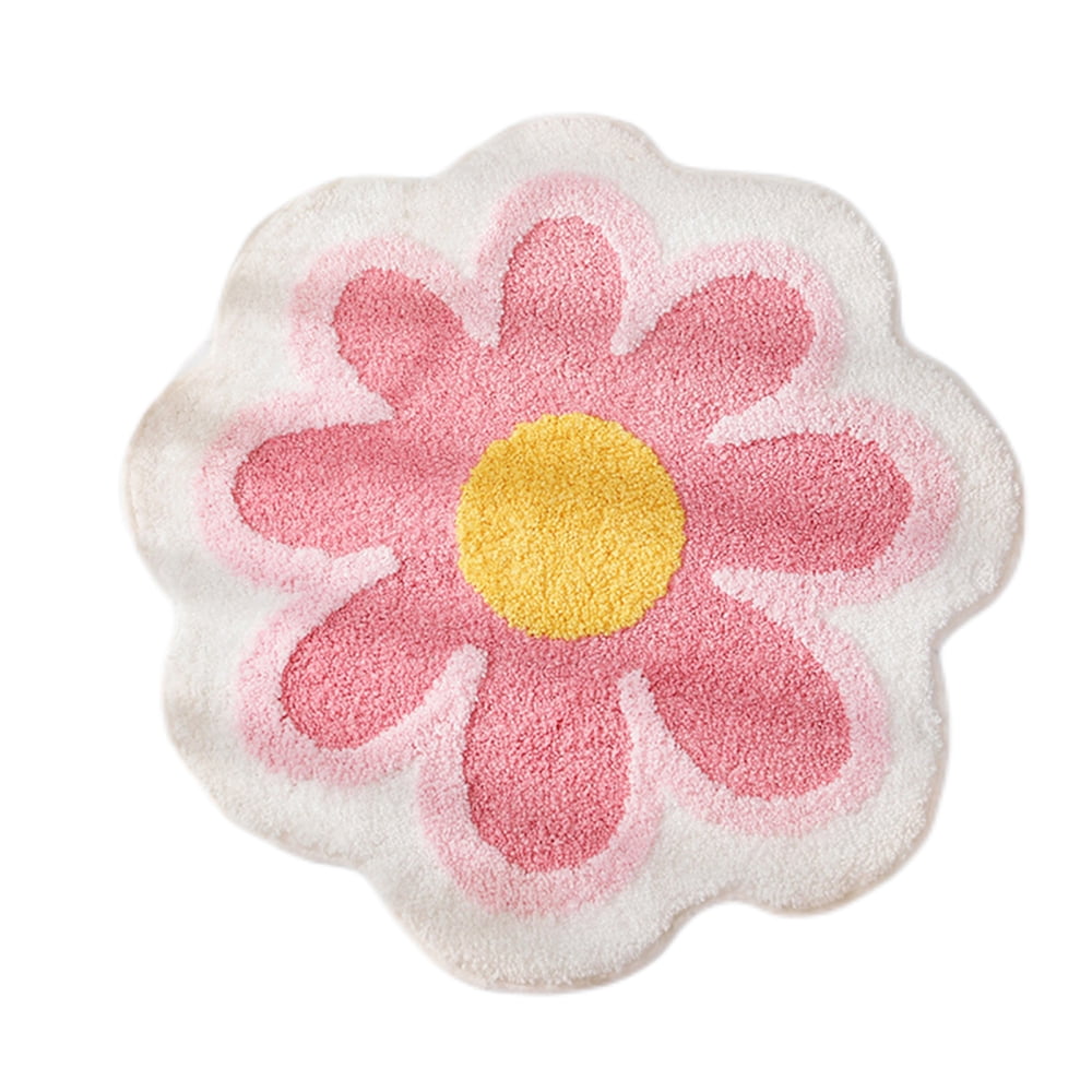Bathroom Floor Flower Rugs Soft Textured Anti-Skid Bath Carpet for Tub ...
