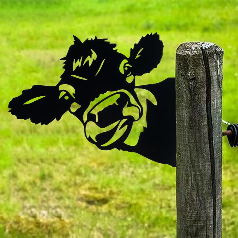 Funny Cow Peeking Over Fence