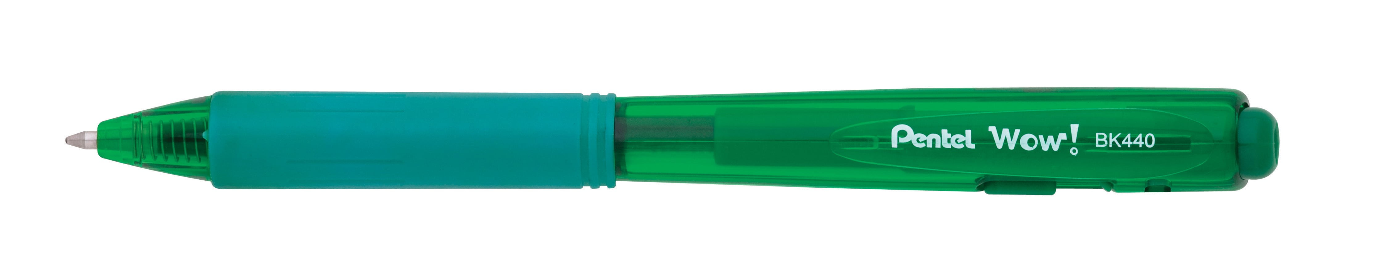 Wow! Retractable Ballpoint Pen, Medium Line, Green Ink (Innerpack of 12 ...