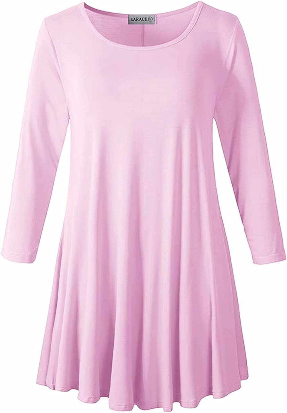 Larace 3 4 Sleeve Shirts For Women Plus Size Tunic Dressy Top Loose Fit