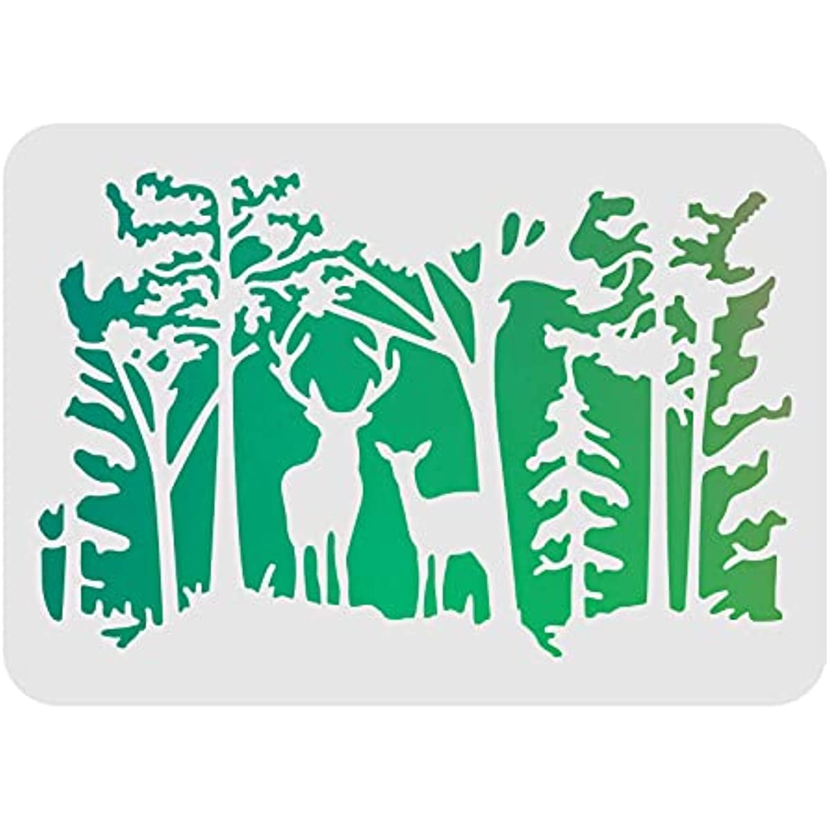 Deer Forest Stencils Decoration Template Plastic Forest Deer Drawing Painting Stencils Rectangle ...