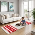 Colorful Stripes Washable Runner Rug 3X5 ft Red Wood Texture White Non ...