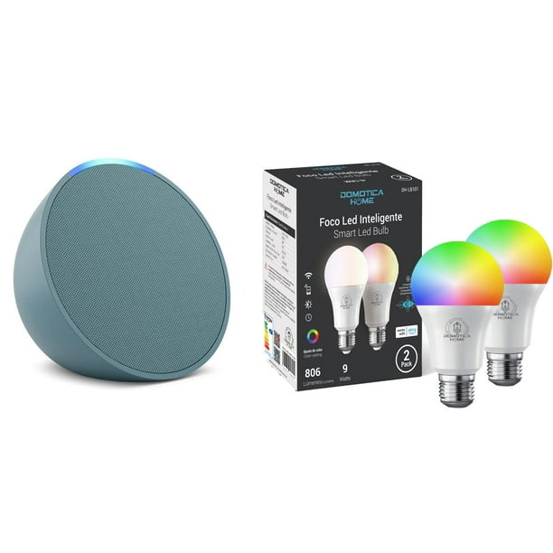 Kit Alexa Echo Pop Verde + Foco Led Inteligente 9w Certificado (2pk ...