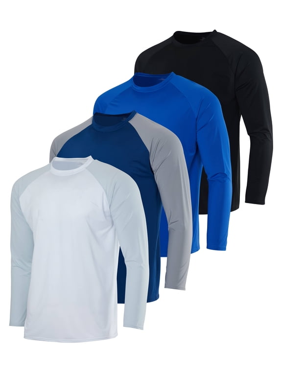 Real Essentials 4-Pack Men’s UPF 50+ Sun Protection Rash Guard Shirts ...