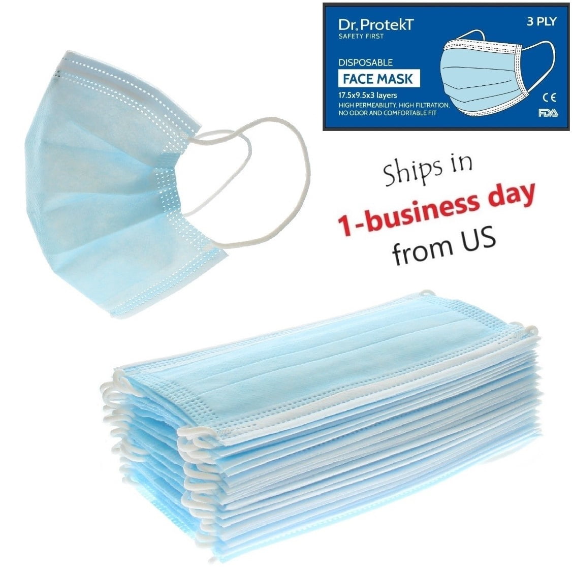 Dr.ProtekT 3-Ply Disposable Face Masks (Pack Of 200) - Walmart.com