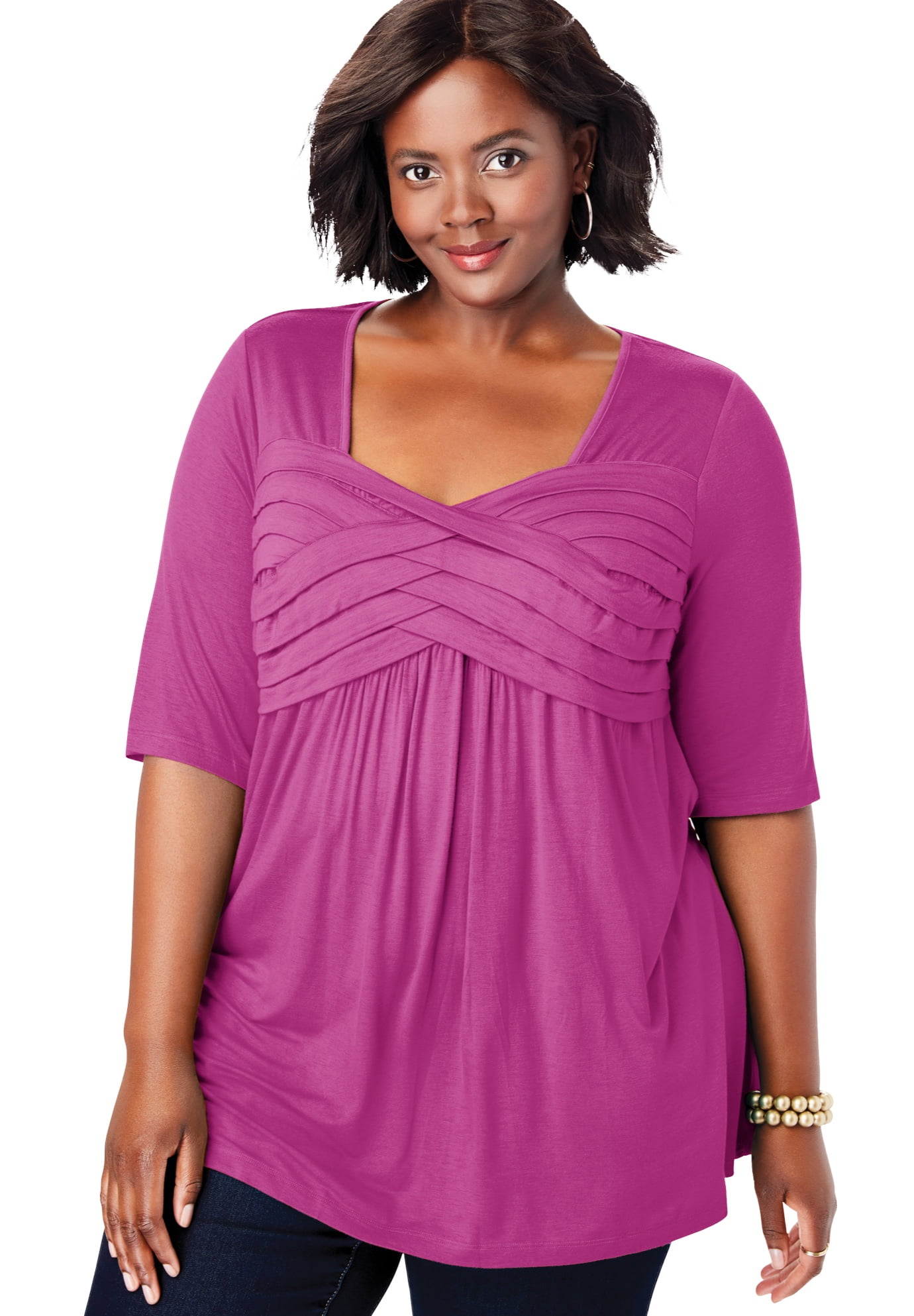 Jessica London Jessica London Womens Plus Size Pleated Tunic