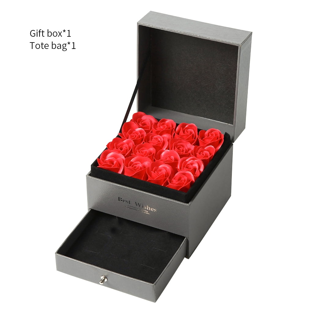Flower Gift Box Wood Drawer Flower Box Double Layer Decoration Flower ...