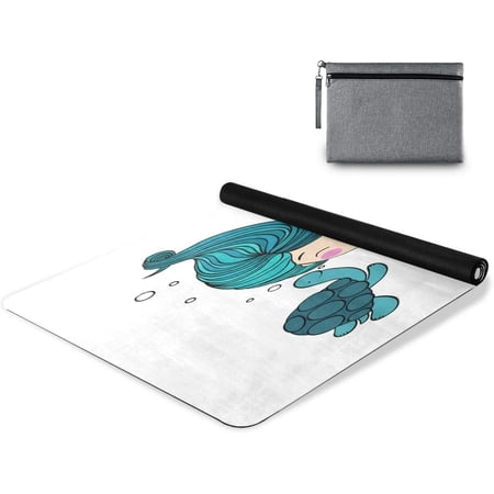Mermaid Girl Tortoise Yoga Mat Water Green Fish Eco Friendly Non Slip ...