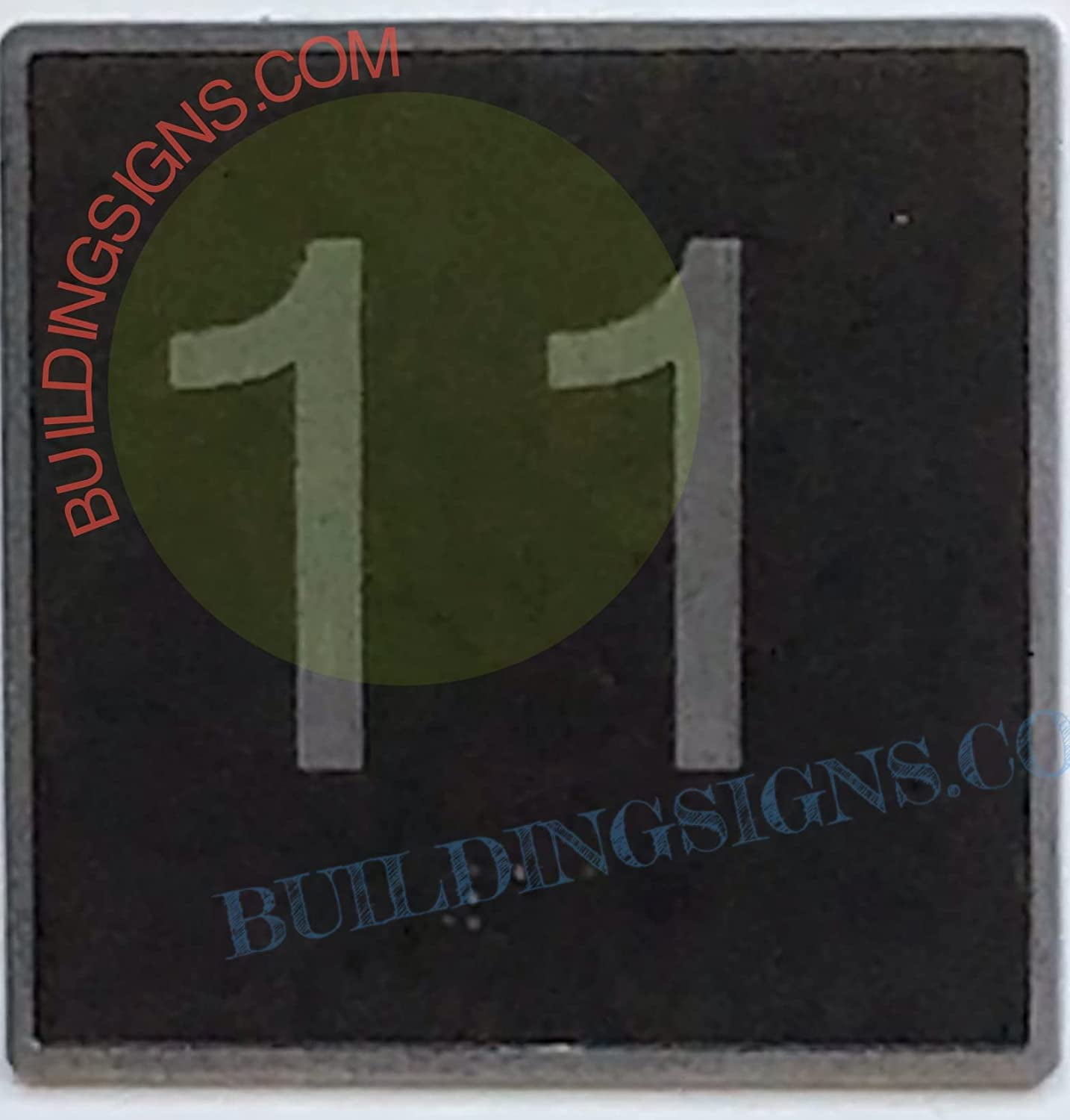 ELEVATOR FLOOR NUMBER 11 SIGN- ELEVATOR JAMB PLATE FLOOR 11 SIGN (BLACK ...