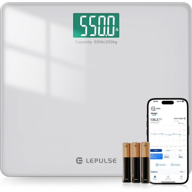 LEPULSE Báscula digital de baño de 550 libras para peso corporal IMC ...