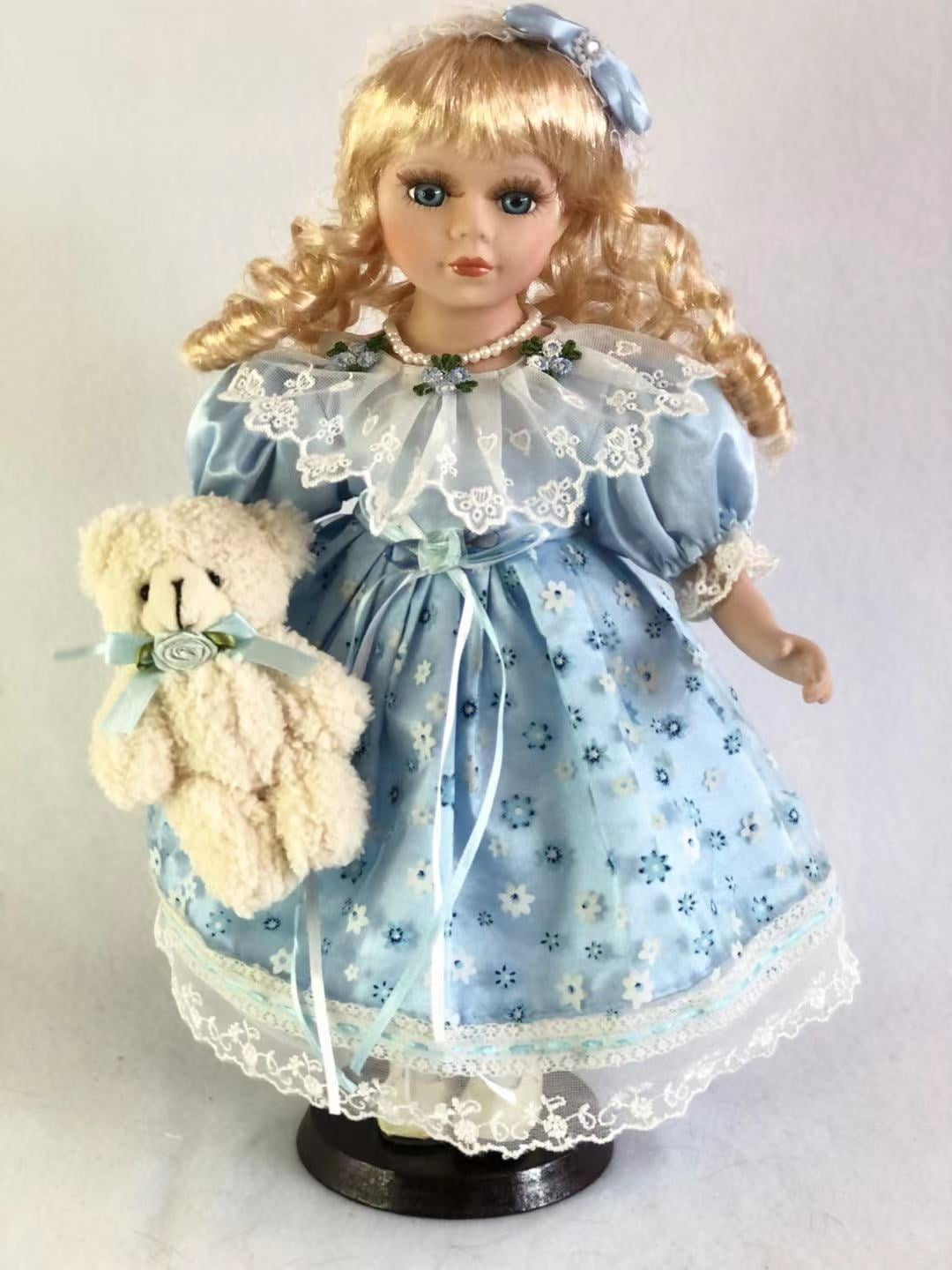 Jmisa 14" Porcelain Doll Blue Dress - Walmart.com