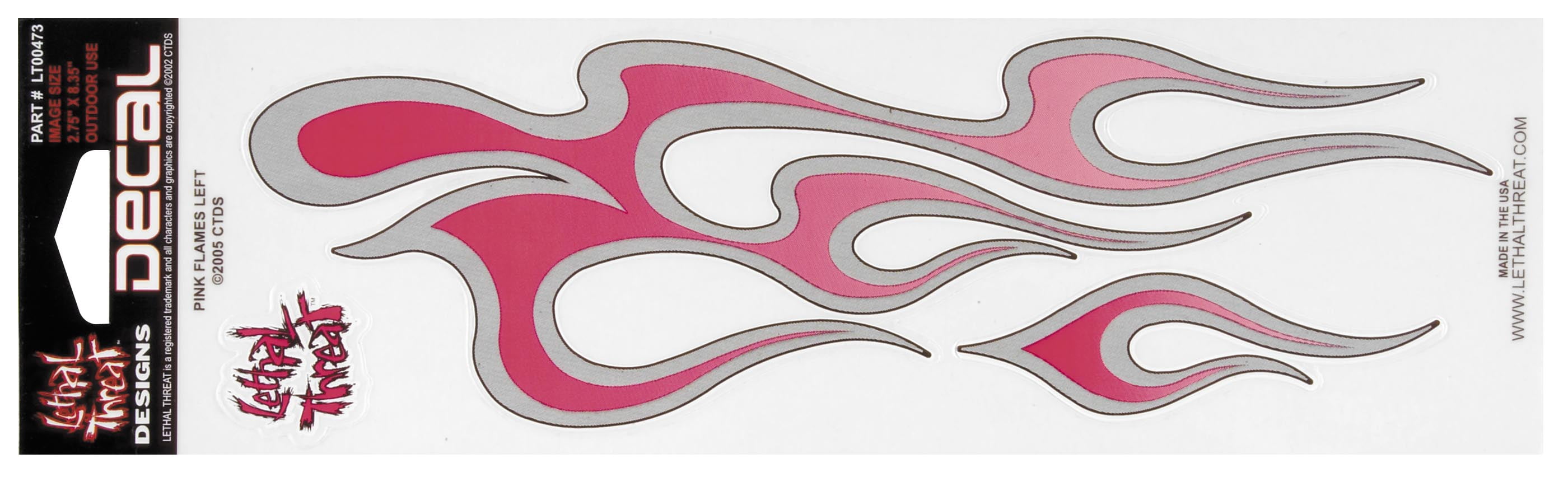 LETHAL THREAT DECALS Decals 3" x 10" Pink Flames Left LT00473 - Walmart.com