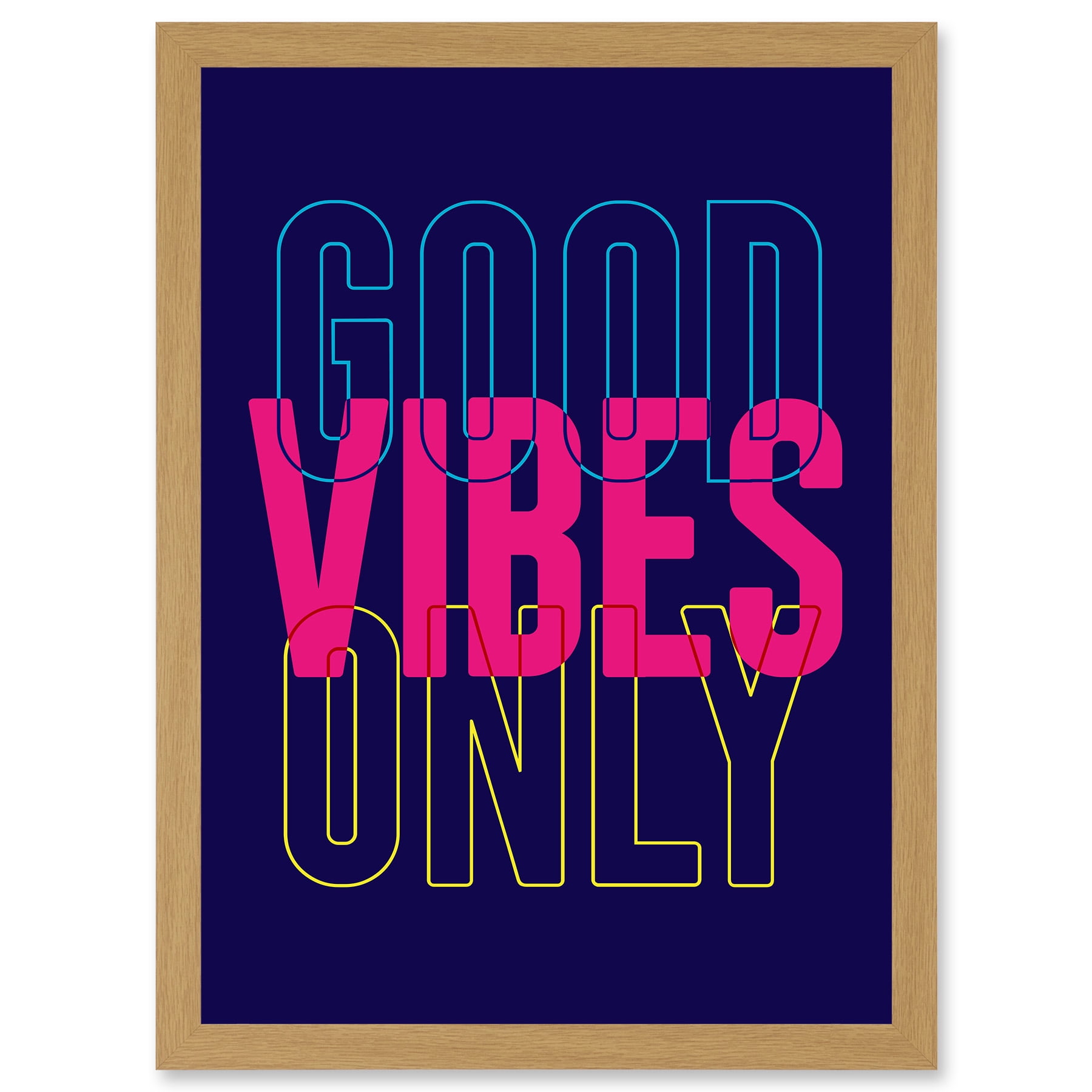 Positivity Good Vibes Only Typography Artwork Framed Wall Art Print A4 ...