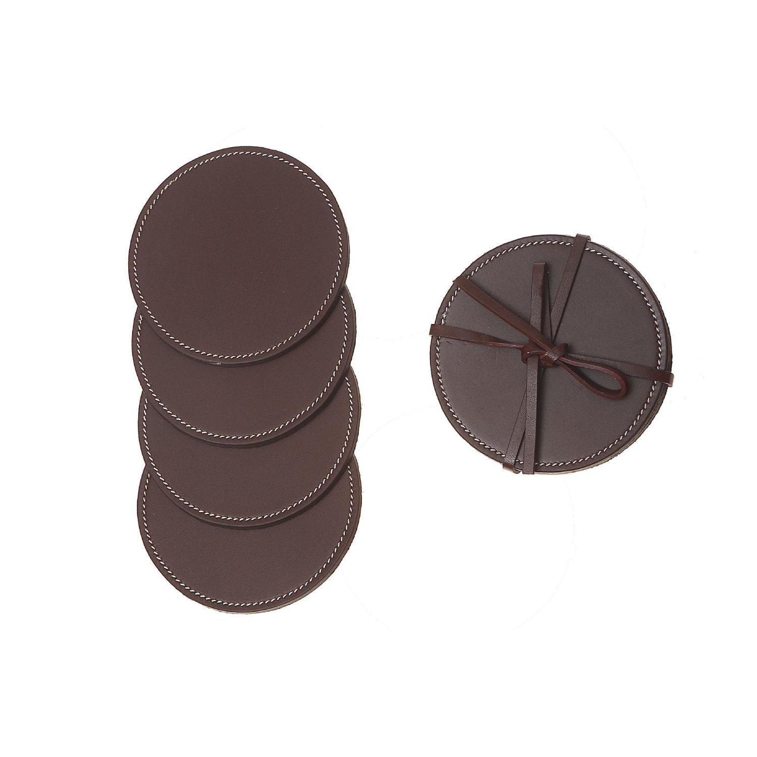 Click here for Ih Casadécor 4pc Round Genuine Leather Coasters Ch... prices
