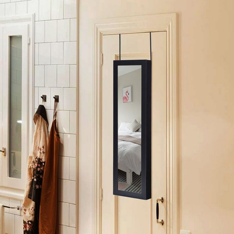 Giantex Wall Door Mounted Mirrored Jewelry Cabinet Jewelry Armoire Storage Organizer with Full Length Mirror Jewelry Cabinets Black Walmart
