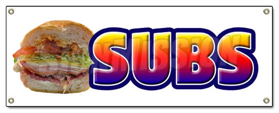 SUBS BANNER SIGN submarine hero hoagie shop signs sandwich lunch dinner ...