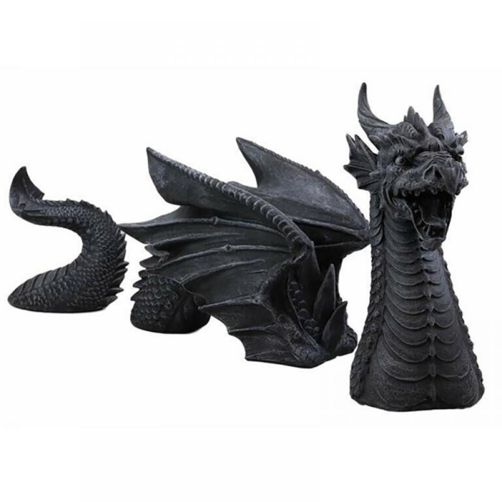Large Dragon Gothic Garden Decor Statue, The Dragon of Castle Moat Lawn ...