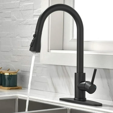 Waterfall Kitchen Faucet Black, Matte Black Kitchen Faucet with Pull ...