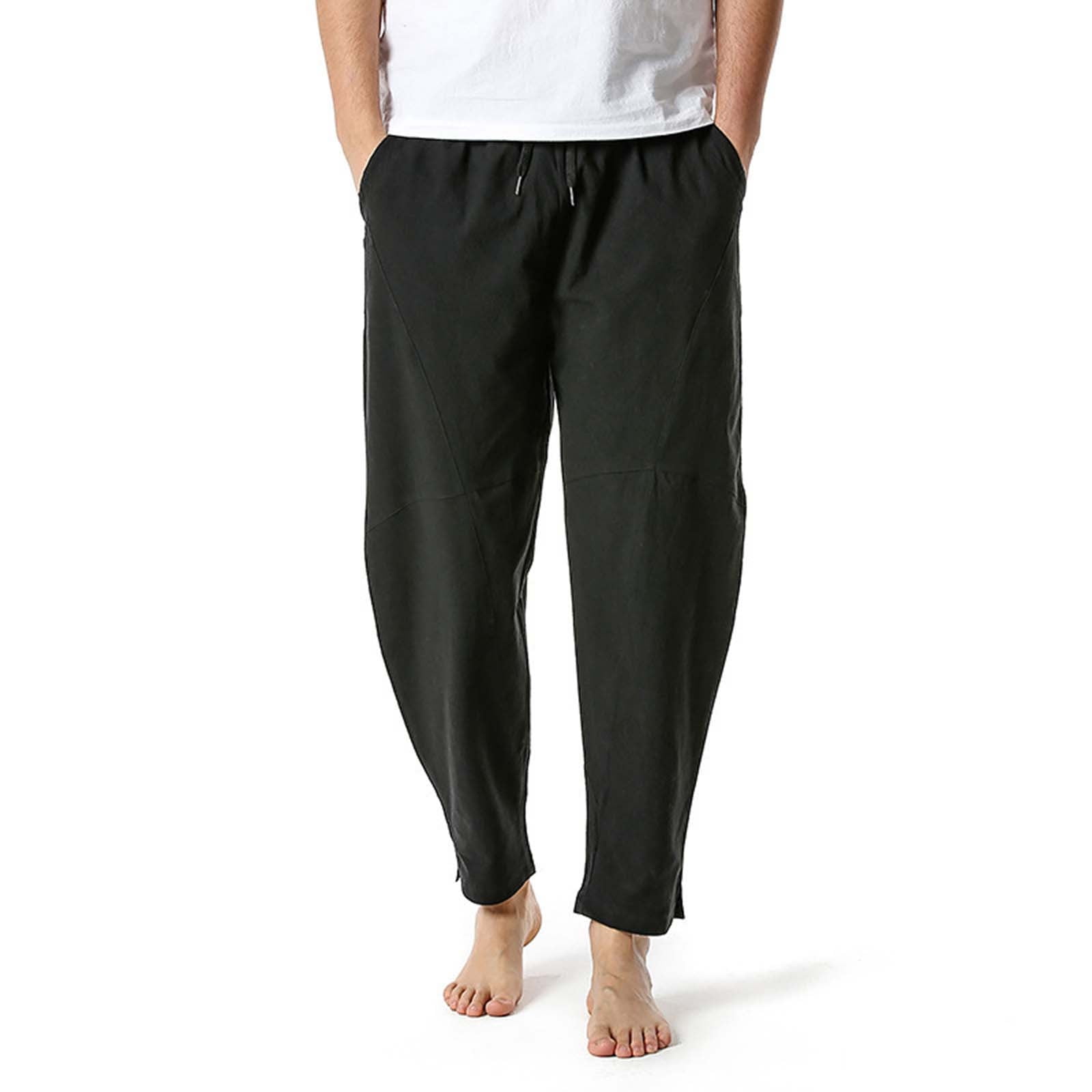 Men's Casual Pants Men Solid Color Pockets Pull Rope Casual Beautiful ...