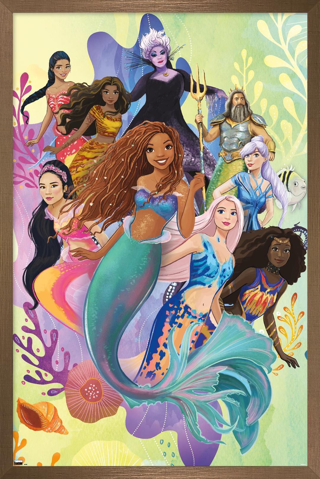 Disney Little Mermaid - Group Wall Poster, 22.375" x 34" Framed ...
