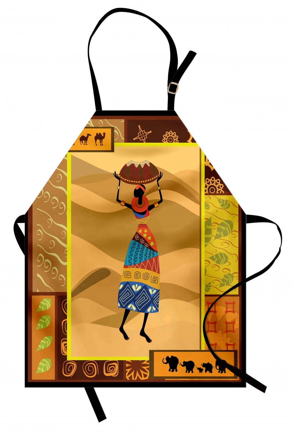African Woman Apron Ornate Nature Inspired Motifs Swirls Camels ...