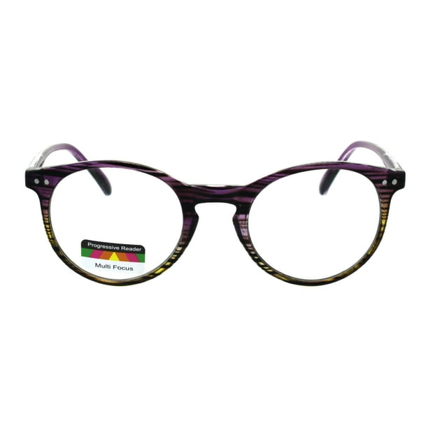 Round Keyhole Thin Plastic Horn Rim Tri-focal Progressive Reader ...
