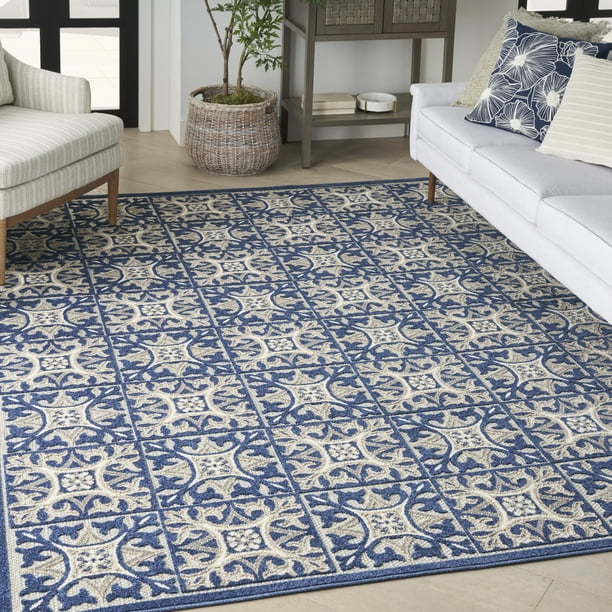 Nourison Aloha Indoor/Outdoor Blue 6' x 9' Area Rug, (6x9) - Walmart.com