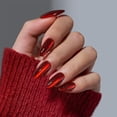 RAGUPEL Press on Nails Almond-Deep Red Sparkly Press on Nails with Glue ...