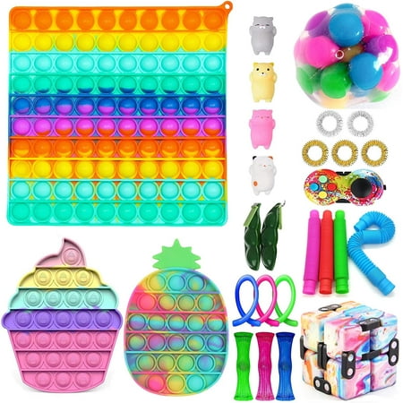 Big Fidget Pack, Sensory Fidget Toy Pack Pop Bubble Stress Relief Toys with Marble Mesh Pop ...