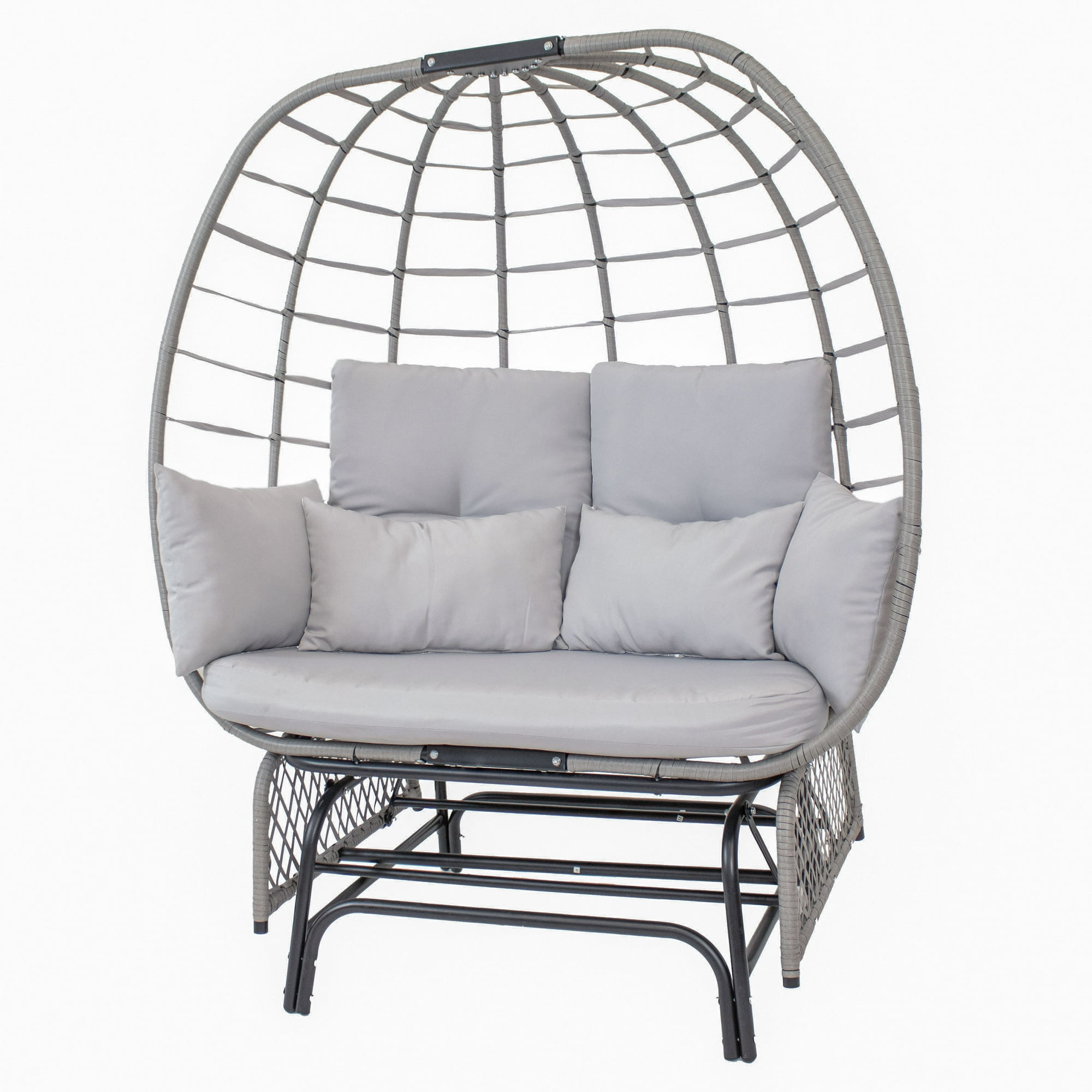 Click here for Sunnydaze Outdoor Polyrattan Double Egg Chair Glid... prices