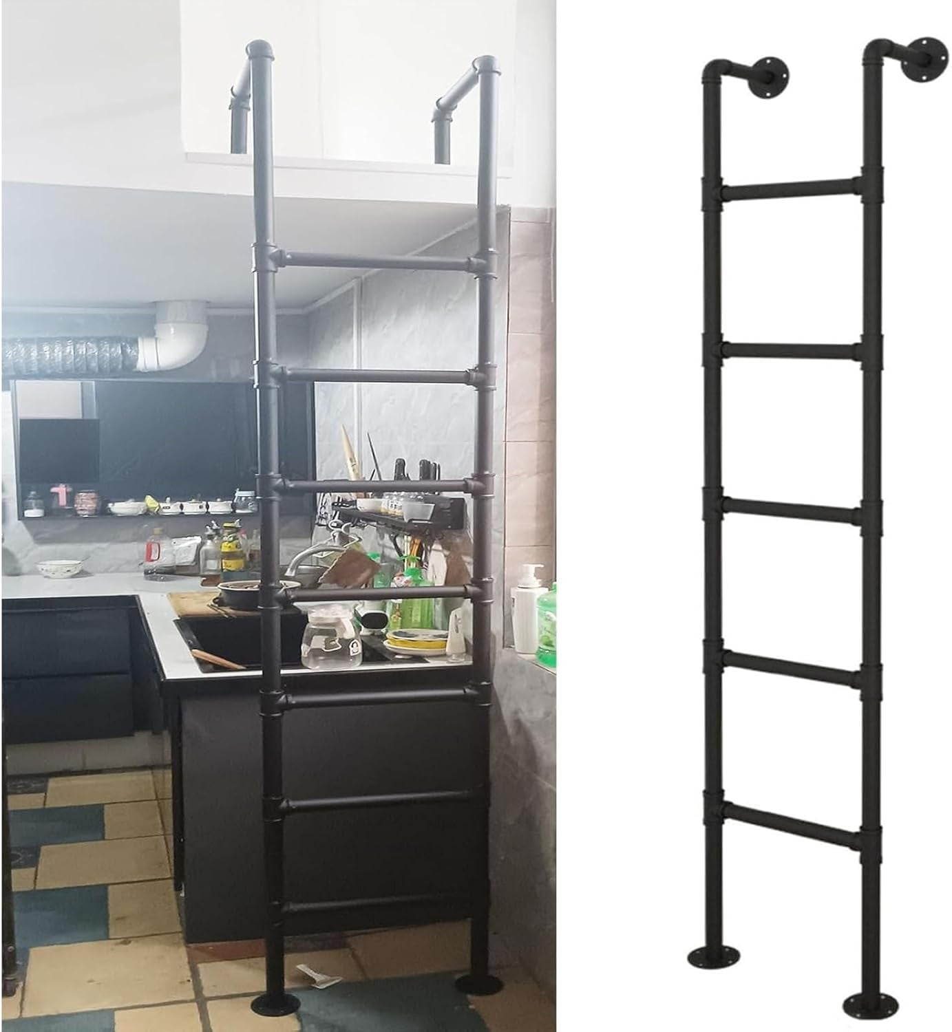 Wall Mounted Metal Ladder for Home Loft, 4ft 5ft 6ft 7ft 8ft Height ...