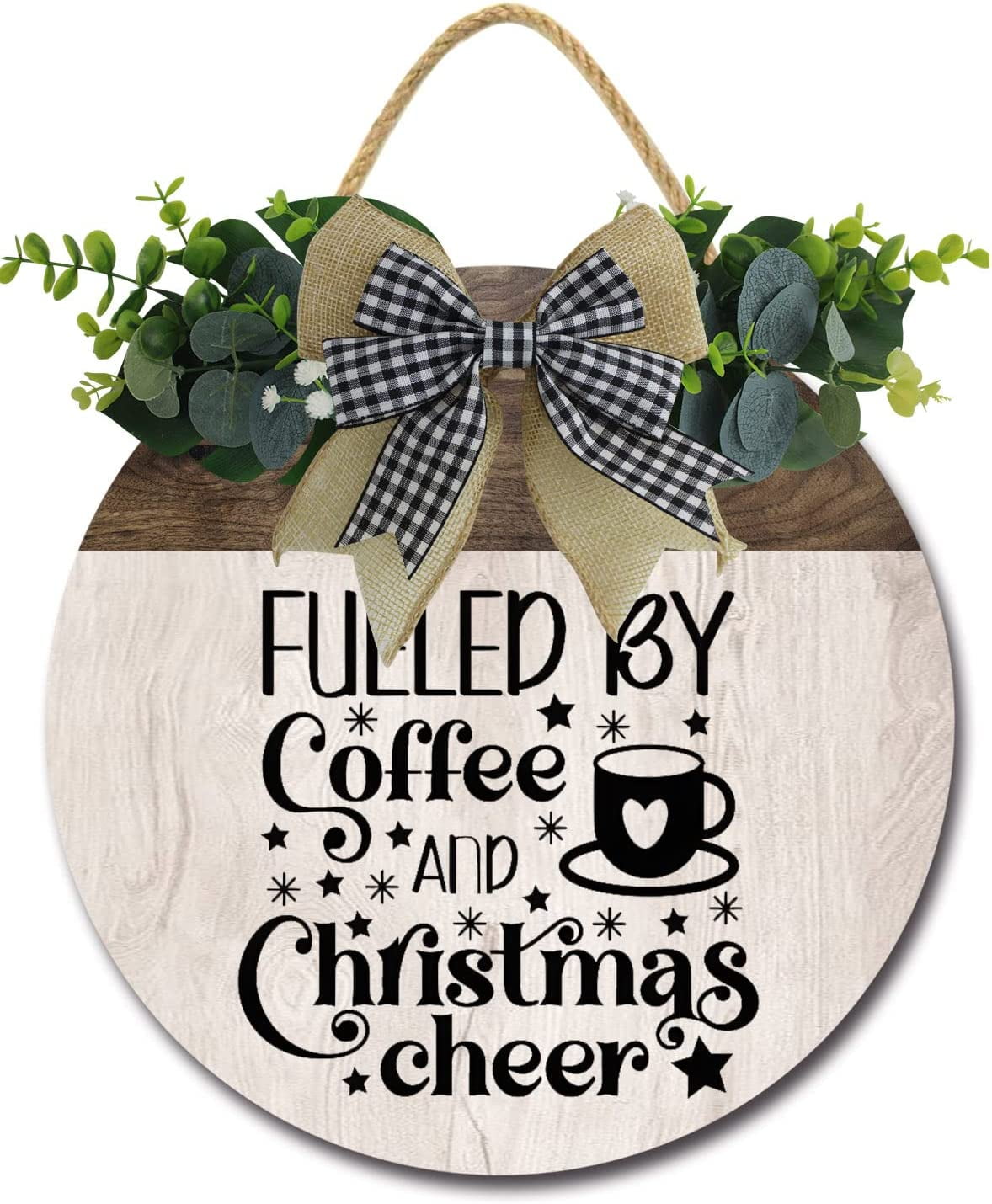 Eveokoki 11" Fueled By Coffee And Christmas Cheers Coffee Bar Decor ...