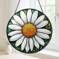 Botanical Daisy Stained Glass Window Hanging – Floral Decor Piece ...