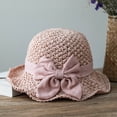 Crochet Sun Hat for Women Narrow Floppy Brim Straw Beach Hats Bowknot ...