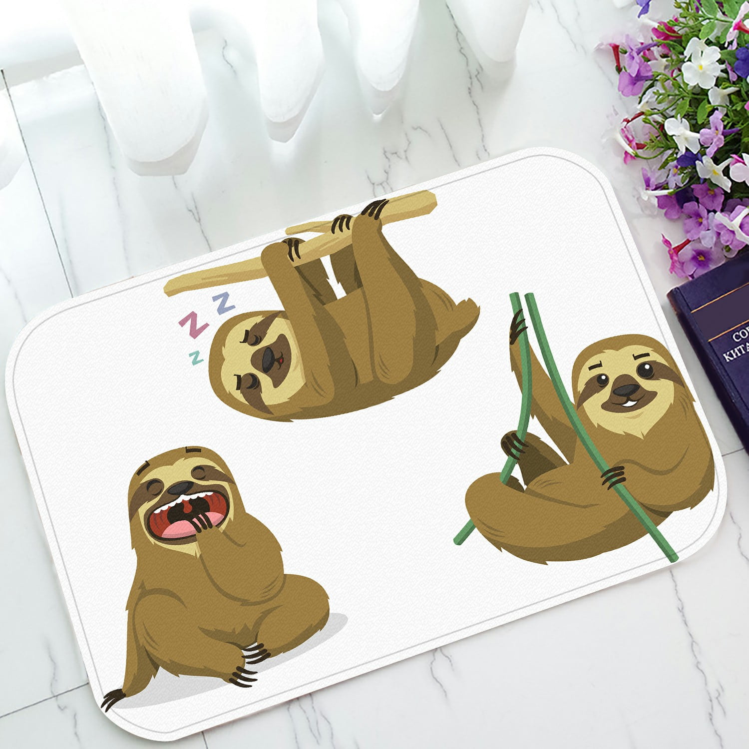 ABPHQTO Sloth Rain Forest Two Toed Lazy Mammal Hanging Sloths Doormat ...