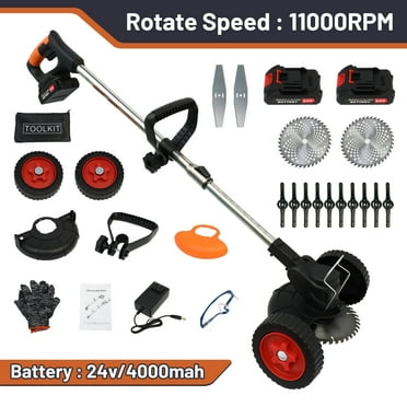 Electric Cordless Weed Eater, Grass Trimmer, Weed Wacker with 2*2000mAh ...