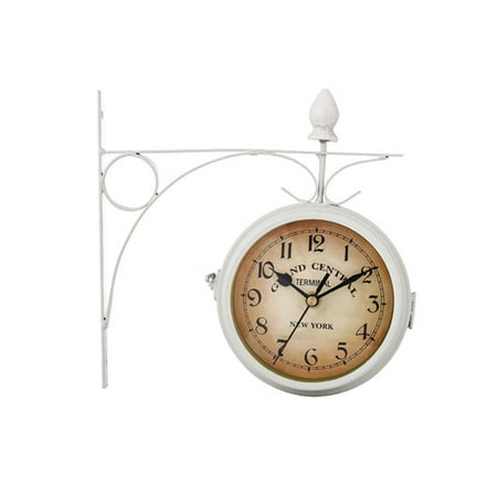 Vintage Double Sided Wall-mounted Clock Battery Powered Metal Mount ...