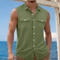 LIaqionyy Men's Cotton Linen Sleeveless Shirts Button down Beach Tank ...