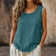 Eryao Womens Tank Top Sleeveless Color Front Pleated Cotton Linen ...