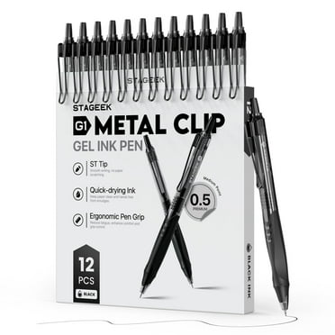 STAGEEK 12 Pack Black Gel Pens, Quick Dry Black Ink Pens, 0.5mm Fine ...