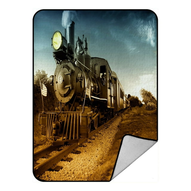 ECZJNT Vintage Steam engine locomotive train moving down railroad track ...