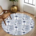 Coconut Tree 5FT Round Area Rugs for Living Room Summer Shell Fish Sea ...
