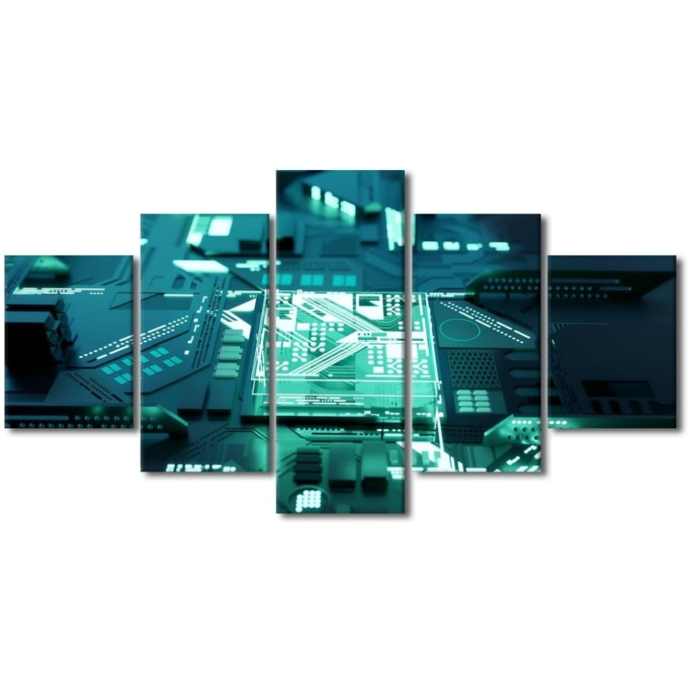 TISHIRON 5PCS Framed Technology Theme Canvas Wall Art Set,60"x32 ...