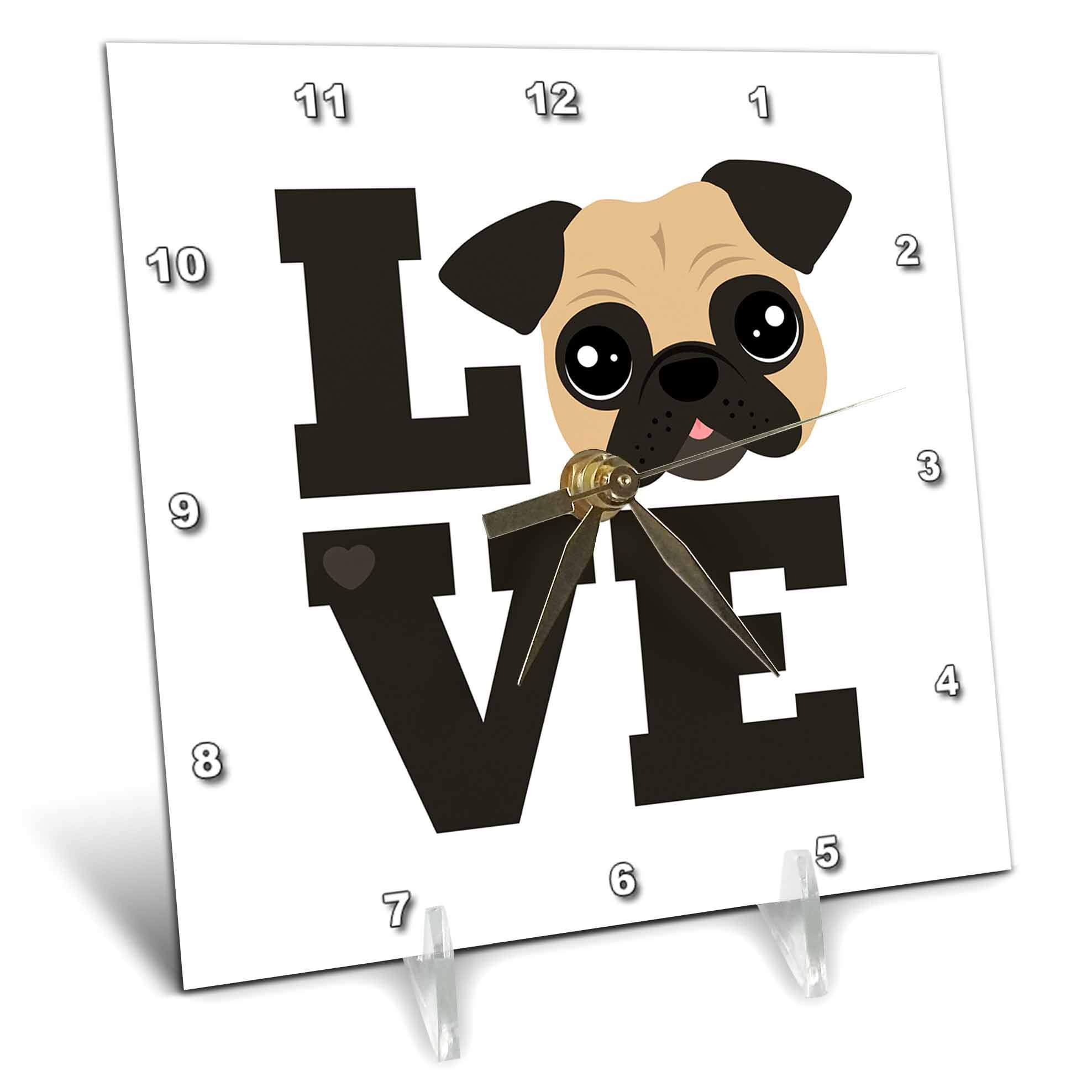 LOVE Pug 6x6 Desk Clock dc-283552-1 - Walmart.com