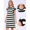 DARING DIVA Women's A-Line Striped Cap Sleeve Color Block Tshirt Dress ...