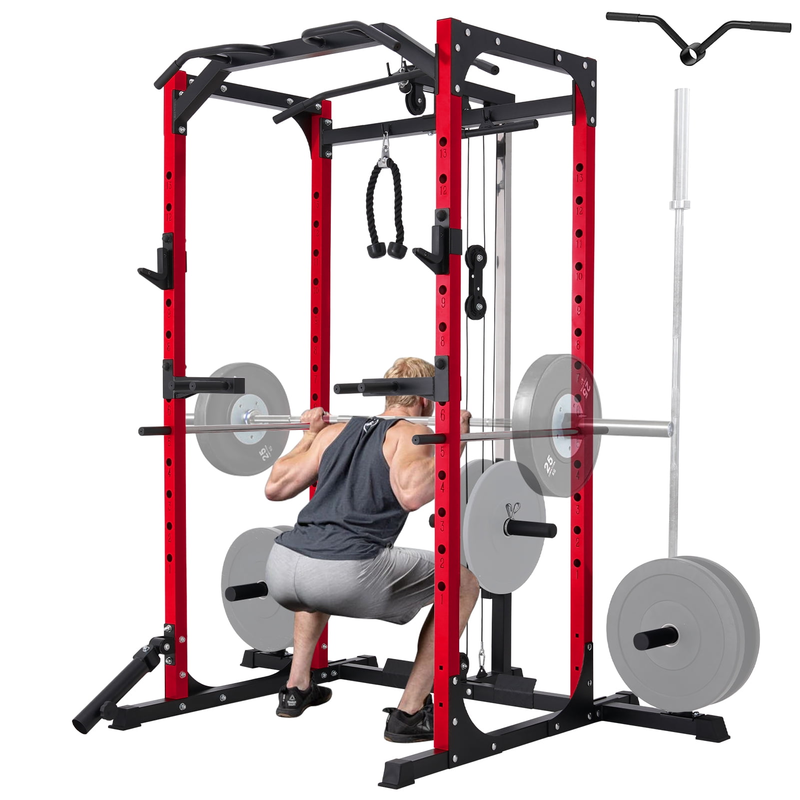 Buy ELEVTAB Power Rack Cage with LAT Pulldown System,1200LBS Capacity ...
