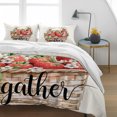 4 Piece Duvet Cover Set Twin, Retro Watercolor Strawberry in Basket ...